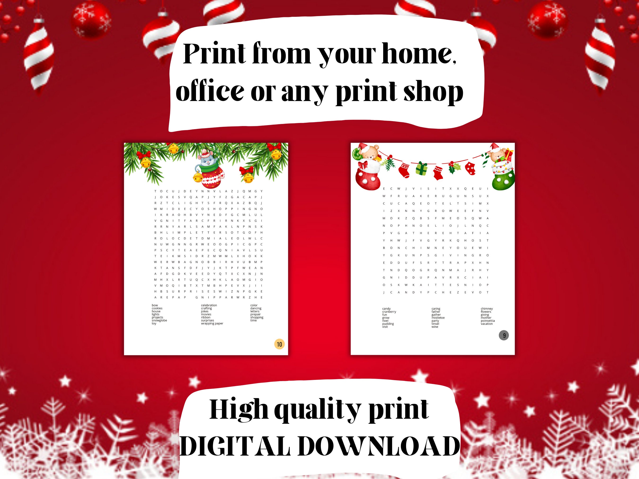 Christmas Word Search Instant Download Pdf Print Christmas - Etsy