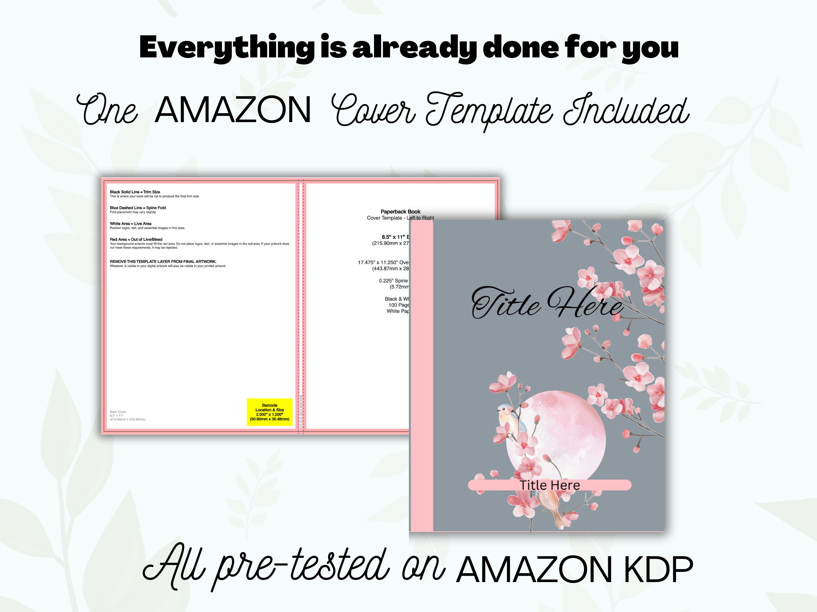 Japanese Blossom Cover KDP Template Amazon KDP Template KDP - Etsy