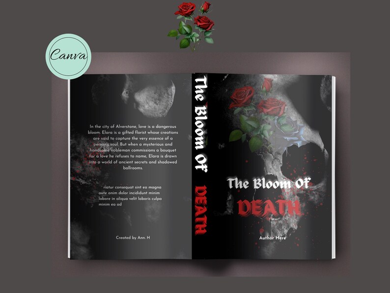 Skull & Roses Gothic Book Cover Template: Dark Fantasy (canva Editable ...