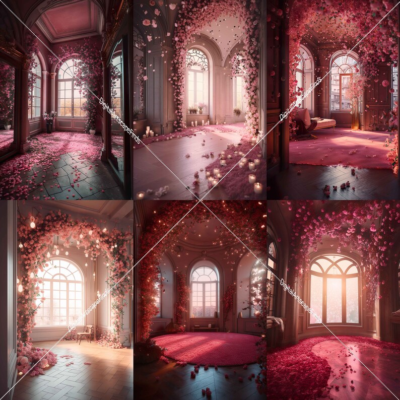 24 Pink and White Room Digital Backdrops, Maternity Backdrops ...