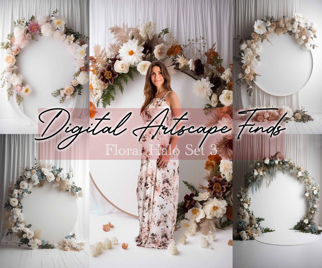 30 Floral Hoop Set 3 Digital Backdrops, Maternity Backdrop Overlays ...