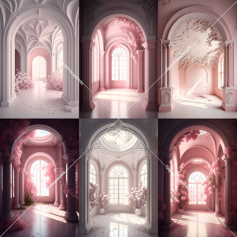 30 Pink and White Room Digital Backdrops Maternity Backdrops - Etsy