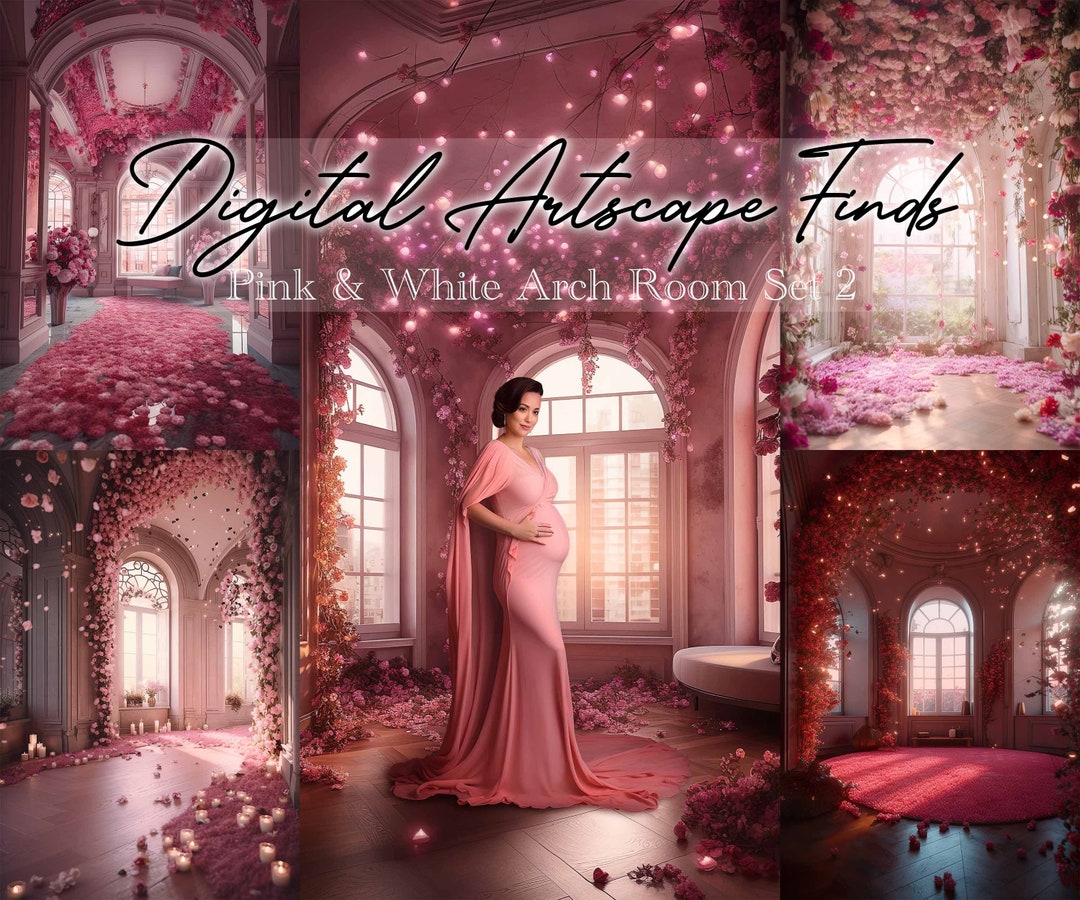 24 Pink and White Room Digital Backdrops, Maternity Backdrops ...