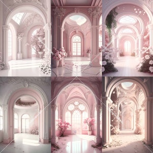 30 Pink and White Room Digital Backdrops, Maternity Backdrops ...