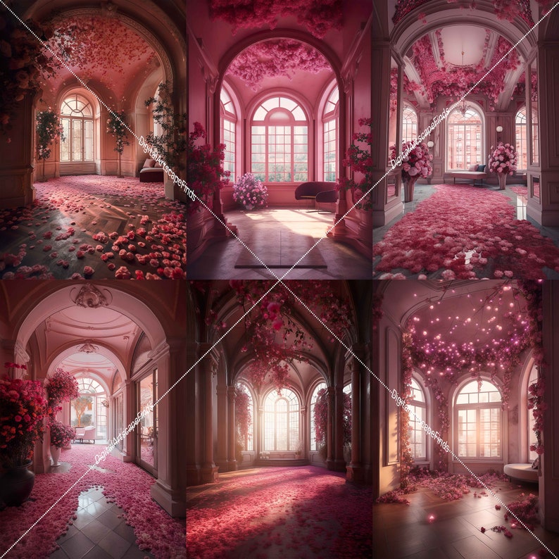 24 Pink and White Room Digital Backdrops, Maternity Backdrops ...