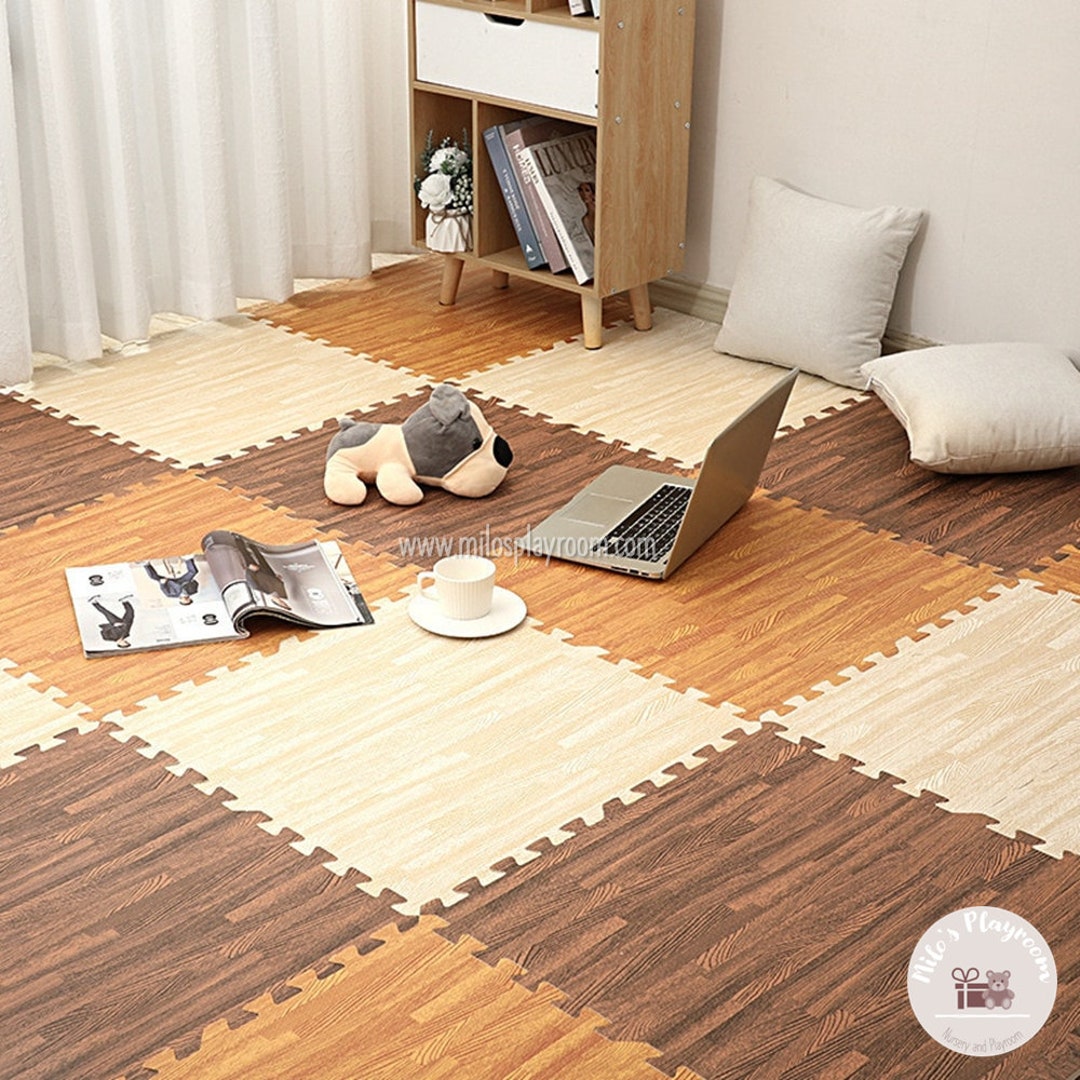 Buy Natural Wood Colors Wood Puzzle Playmat Party Flooring Protection ...