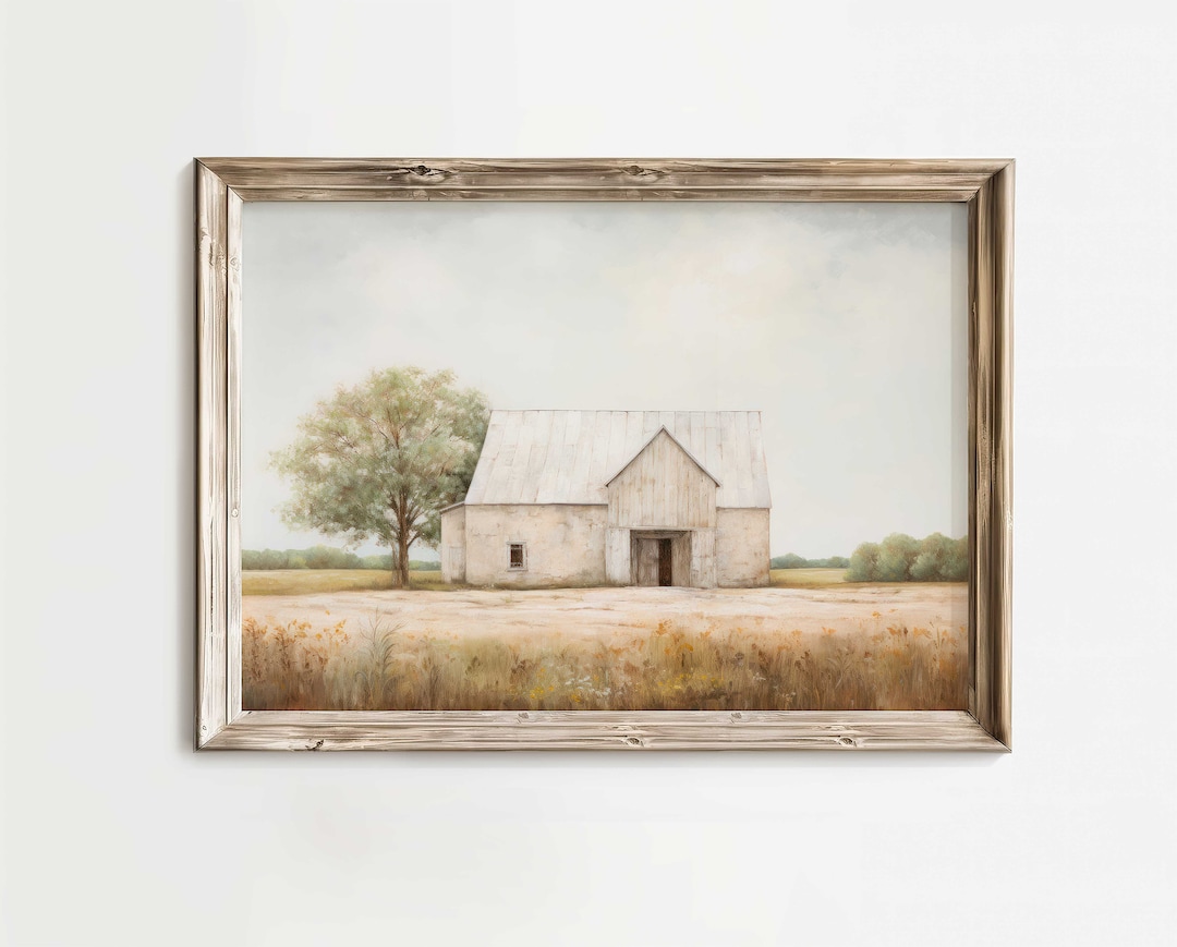 Barn Print, Rustic Farmhouse Wall Decor, Vintage Countryside Painting ...