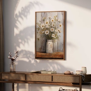 Rustic Floral Wall Art, Daisy Flower Print, Rustic Botanical Art ...
