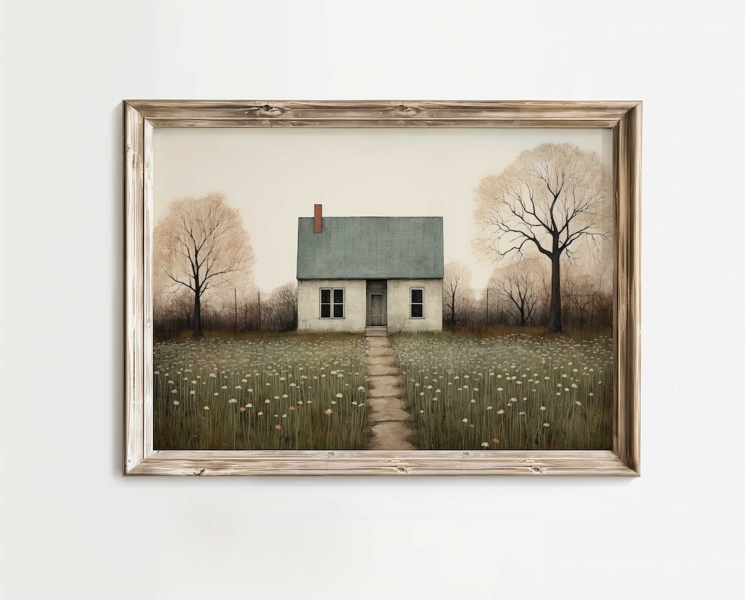 Country House Print, Countryside Wall Decor, Rural Wall Art, Whimsical ...