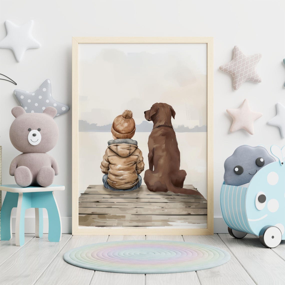 Brown Labrador Nursery Wall Art, Boys Room Dog Decor, Lab Mom Gift, Boy ...