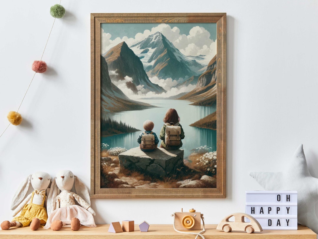 Brother and Sister Wall Art, Sibling Room Wall Decor, Mountain Nursery ...