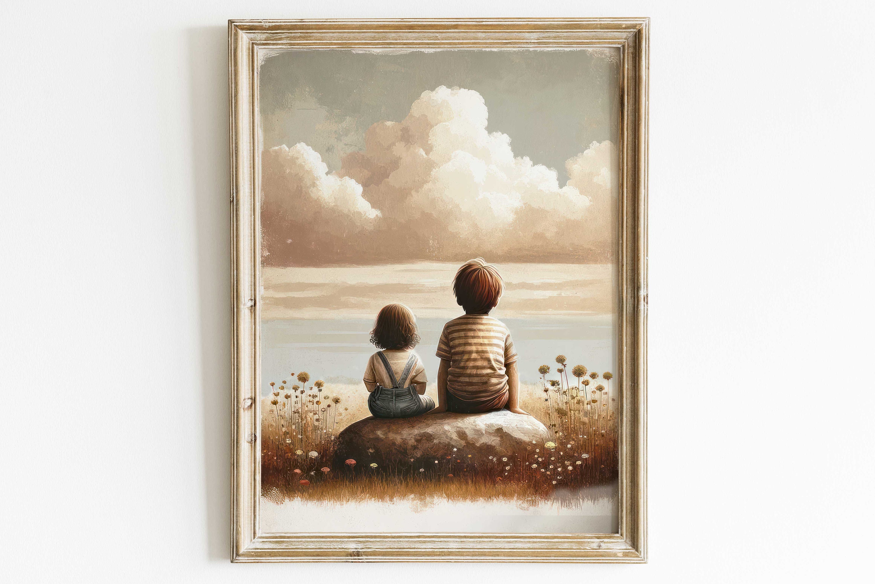 Brother and Sister Wall Art, Siblings Print, Nature Wall Art Kids, Boy ...