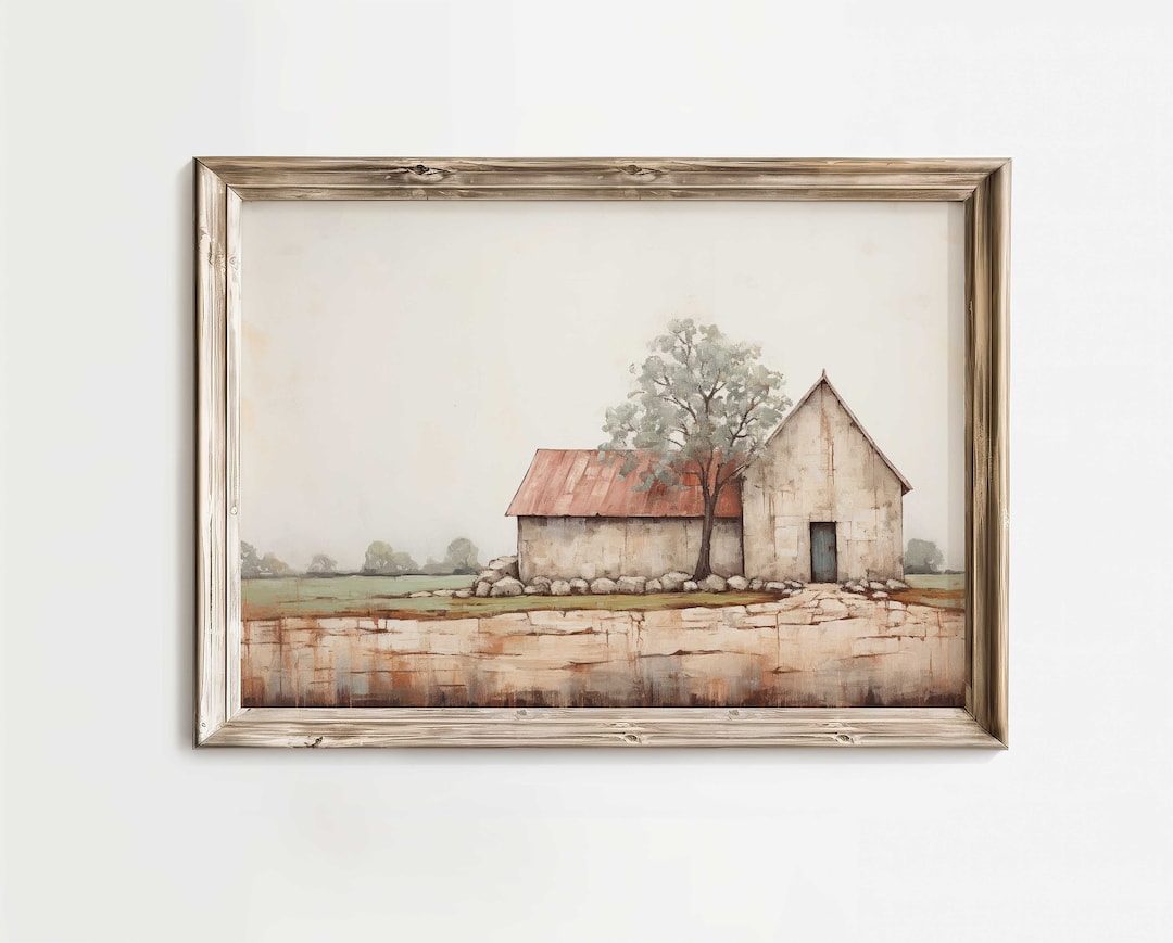 Barn Art Print, Rustic Farmhouse Wall Decor, Vintage Countryside Print ...