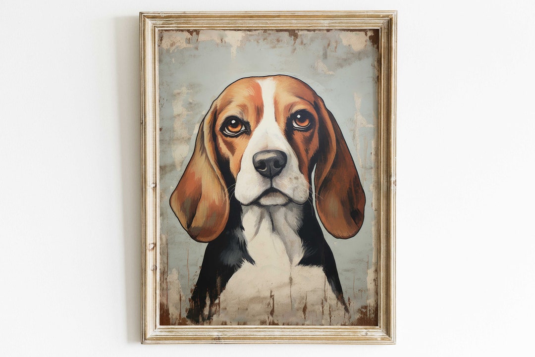 Beagle Print, Vintage Dog Wall Art, Rustic Beagle Dog Decor, Gift for ...