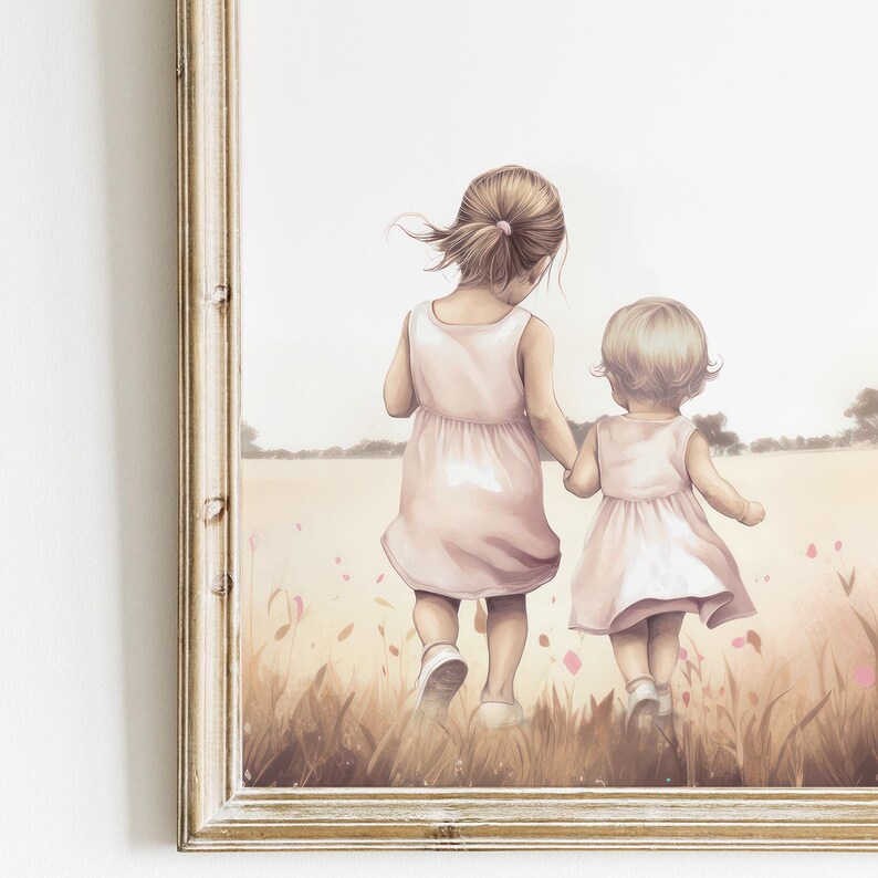 Sister Wall Prints, Sister Room Decor, Set of Three, Deer & Bunny Art ...
