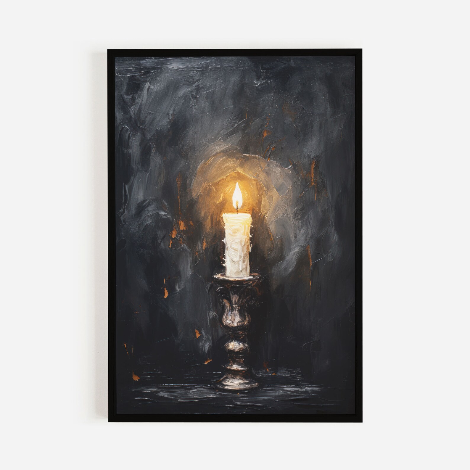 Vintage Wall Art, Candlelight Art Print, Dark Wall Decor, Cozy Wall Art ...