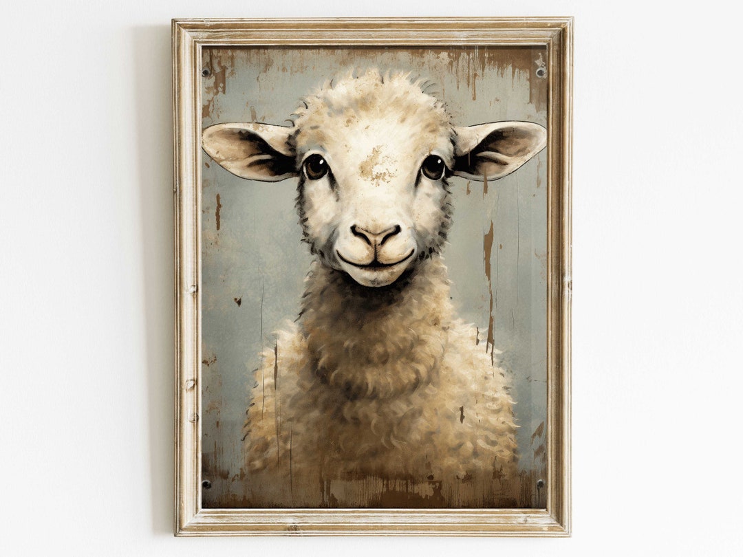 Sheep Art Print, Vintage Animal Print, Farm Animal Wall Art, Farmhouse ...