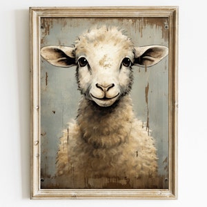 Sheep Art Print, Vintage Animal Print, Farm Animal Wall Art, Farmhouse ...