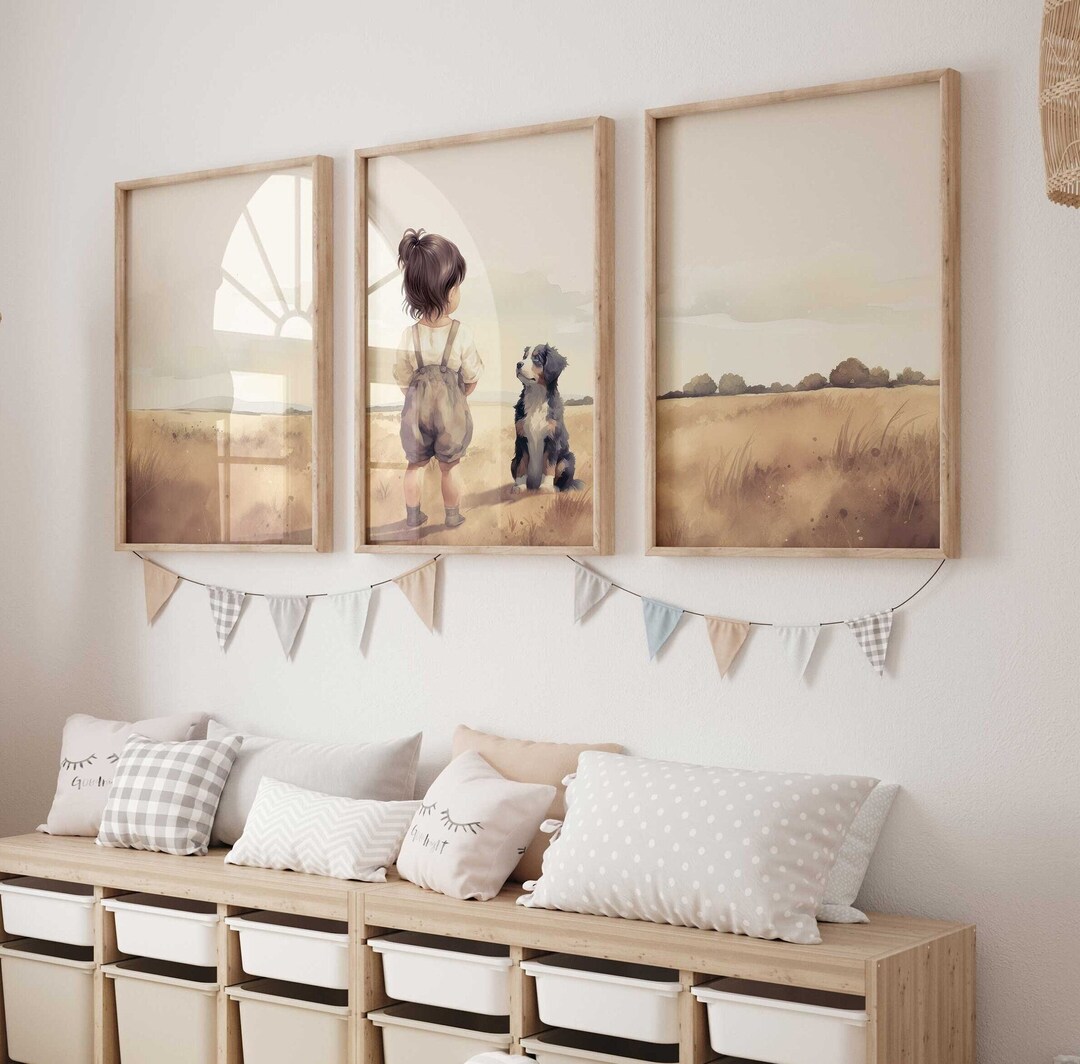 Girl & Bernese Mountain Dog Print, Bernese Mountain Dog Nursery Decor, Berner Sennen Dog ...