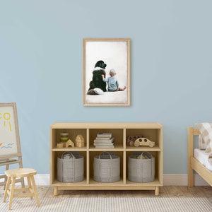 Newfoundland Dog Nursery Print, Boy & Dog Art Print, Newfoundland Art ...