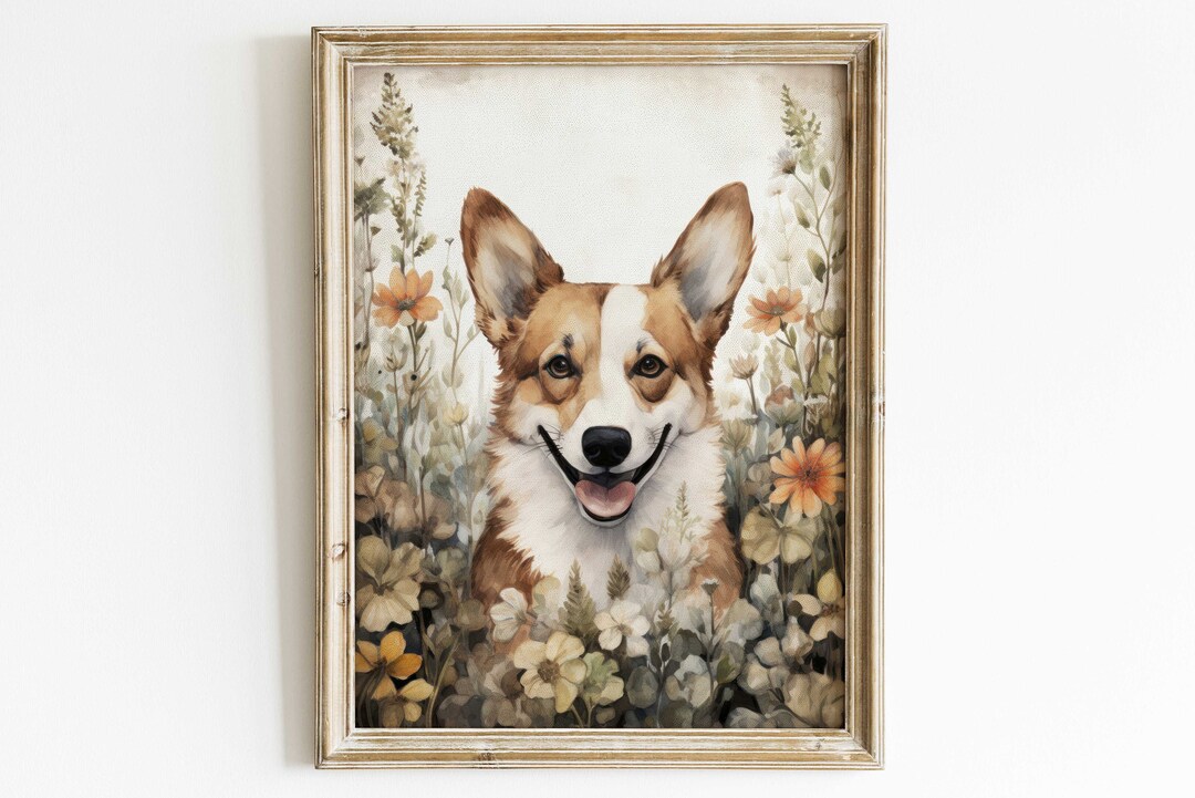 Corgi Wall Decor, Pembroke Welsh Corgi Print, Vintage Dog Print, Welsh ...