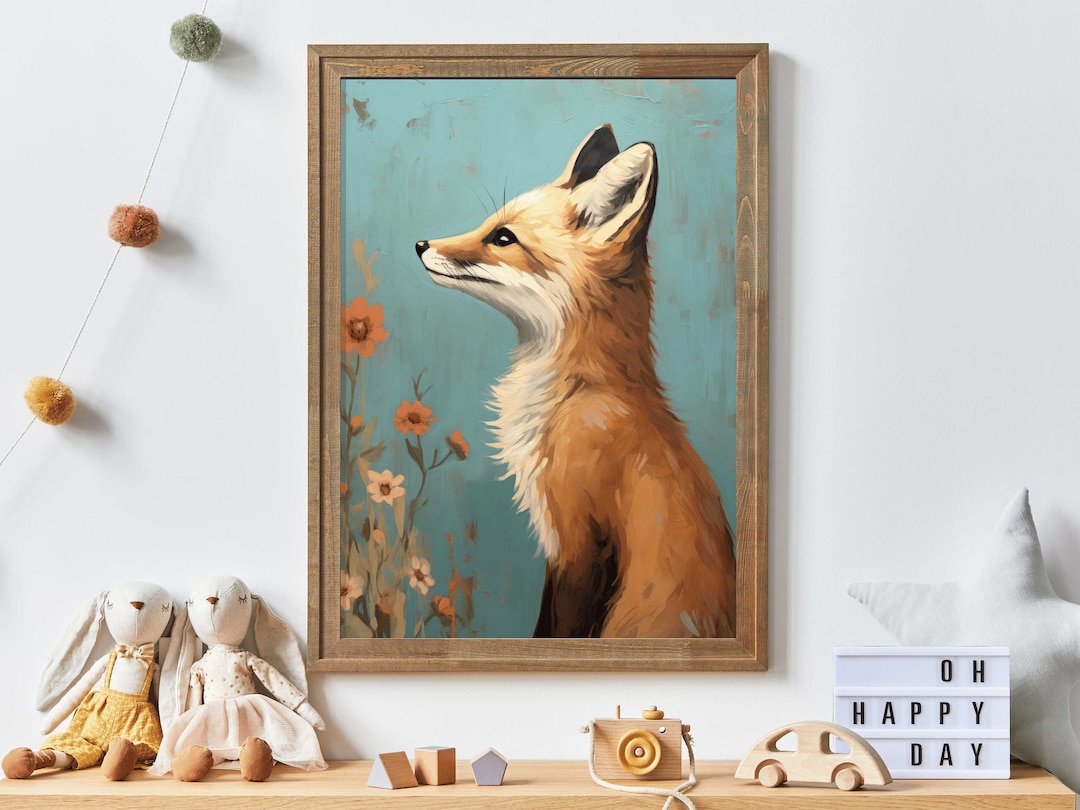Fox Nursery Decor, Cute Nursery or Kids Room Animal Print, Baby Fox ...