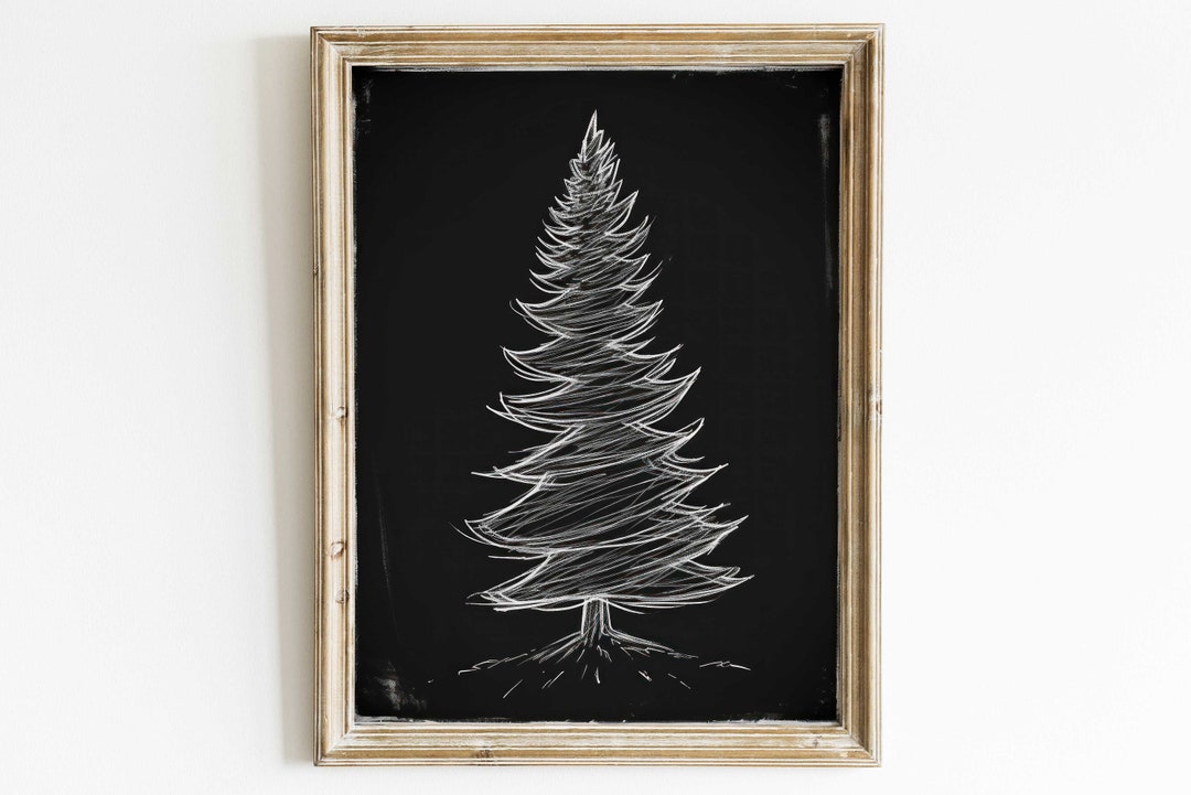Dark Christmas Tree Print, Spruce Tree Art, Fir Tree Print, Vintage ...