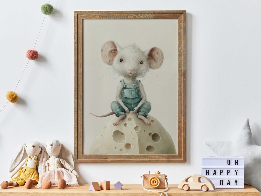 Mouse Nursery Decor, Whimsical Mouse Print, Mouse & Cheese, Animal ...