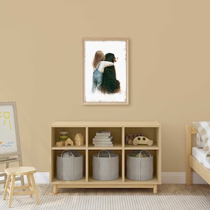 Girl & Bernese Mountain Dog Art Print, Bernese Mountain Dog Nursery Decor, Berner Sennen ...
