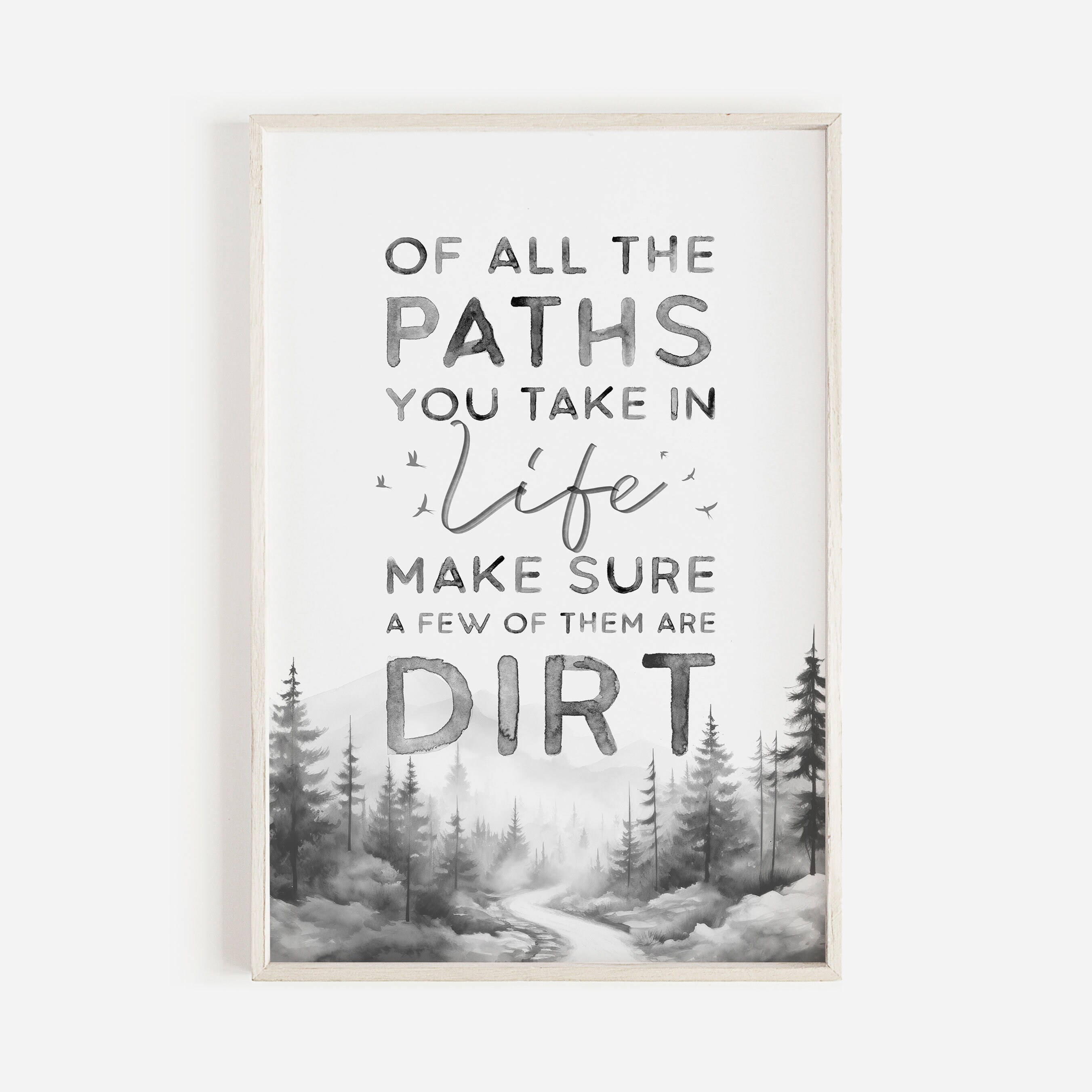 Hiking Decor, of All the Paths You Take, Nature Quote Art, Forest Trail ...