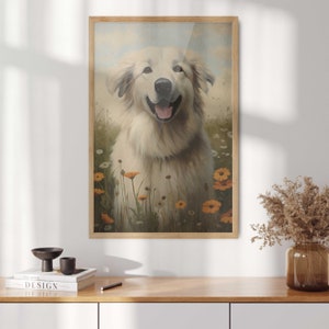 Great Pyrenees Art Print, Great Pyrenees Painting, Vintage Dog Decor ...