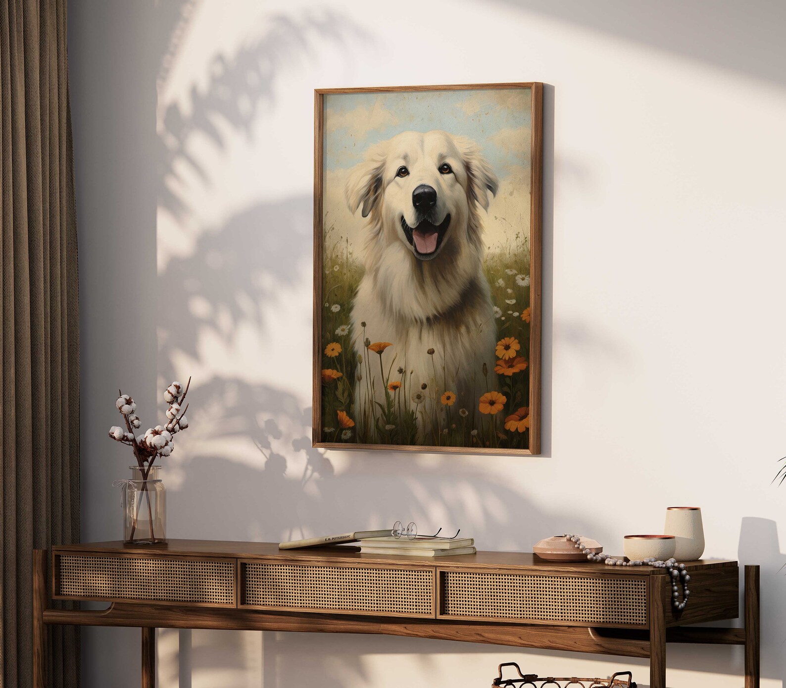 Great Pyrenees Art Print, Great Pyrenees Painting, Vintage Dog Decor ...