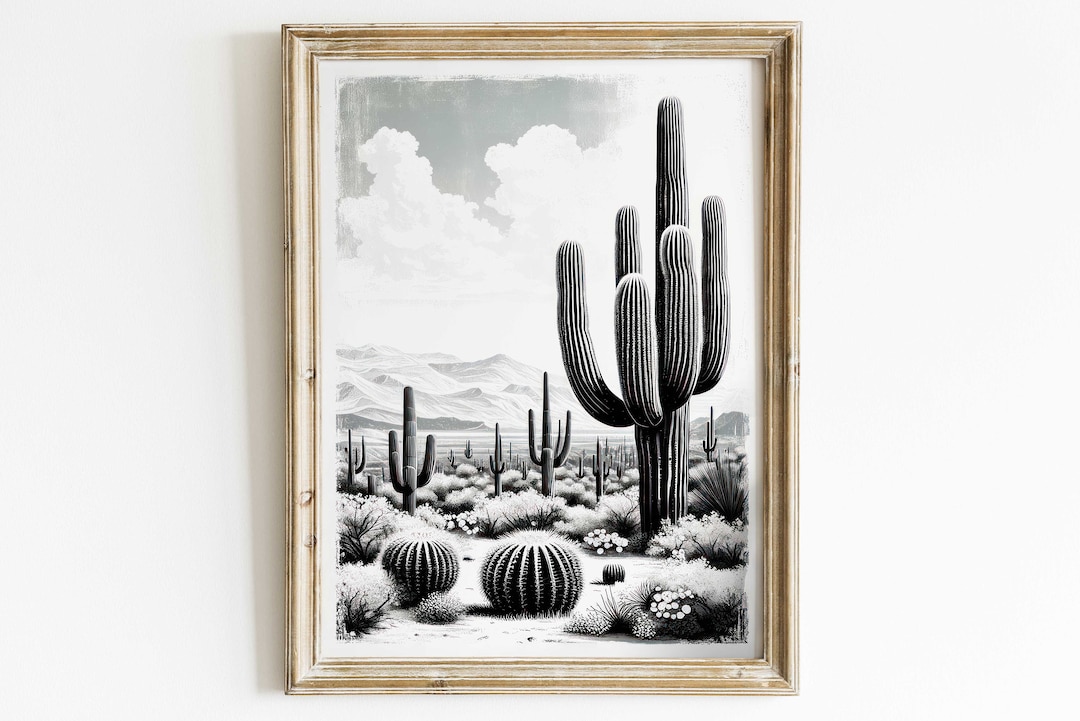 Western Wall Art, Saguaro Cactus Print, Desert Wall Decor, Vintage ...