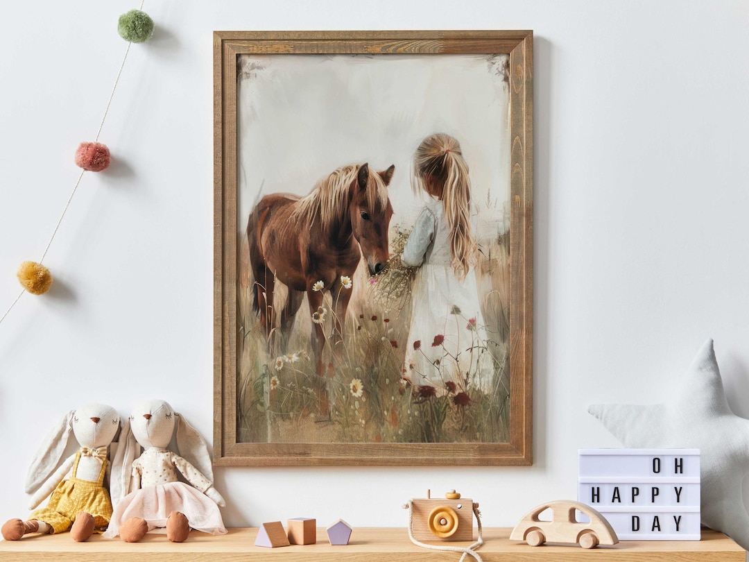 Horse Nursery Painting, Little Girl & Horse Print, Horse Gift for Girl ...