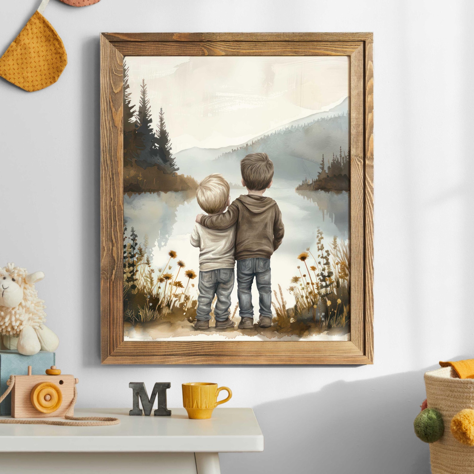 Brother Wall Decor, Brother Room Decor, Lake Nursery Art, Two Brother ...
