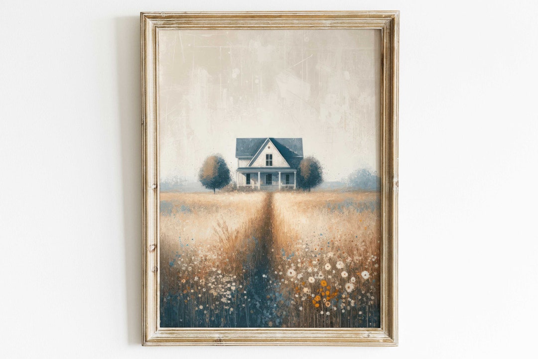 Country House Painting, Countryside Print, Rural Wall Art, Country ...