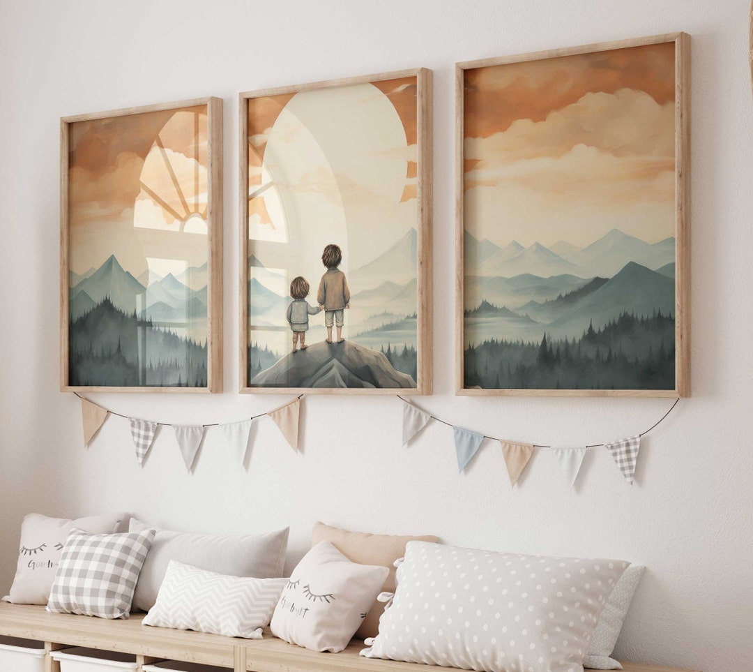 Sibling Print, Adventure Toddler Decor, Brother Sister Wall Art ...