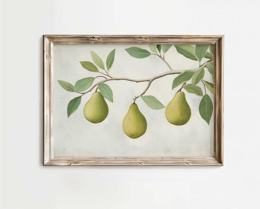 Pear Print, Vintage Farmhouse Kitchen Art Print, Tree Branch Wall Art ...