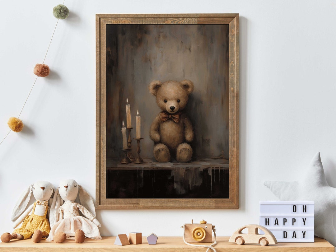 Teddy Bear Wall Art, Rustic Nursery Decor, Gender Neutral Nursery Decor ...