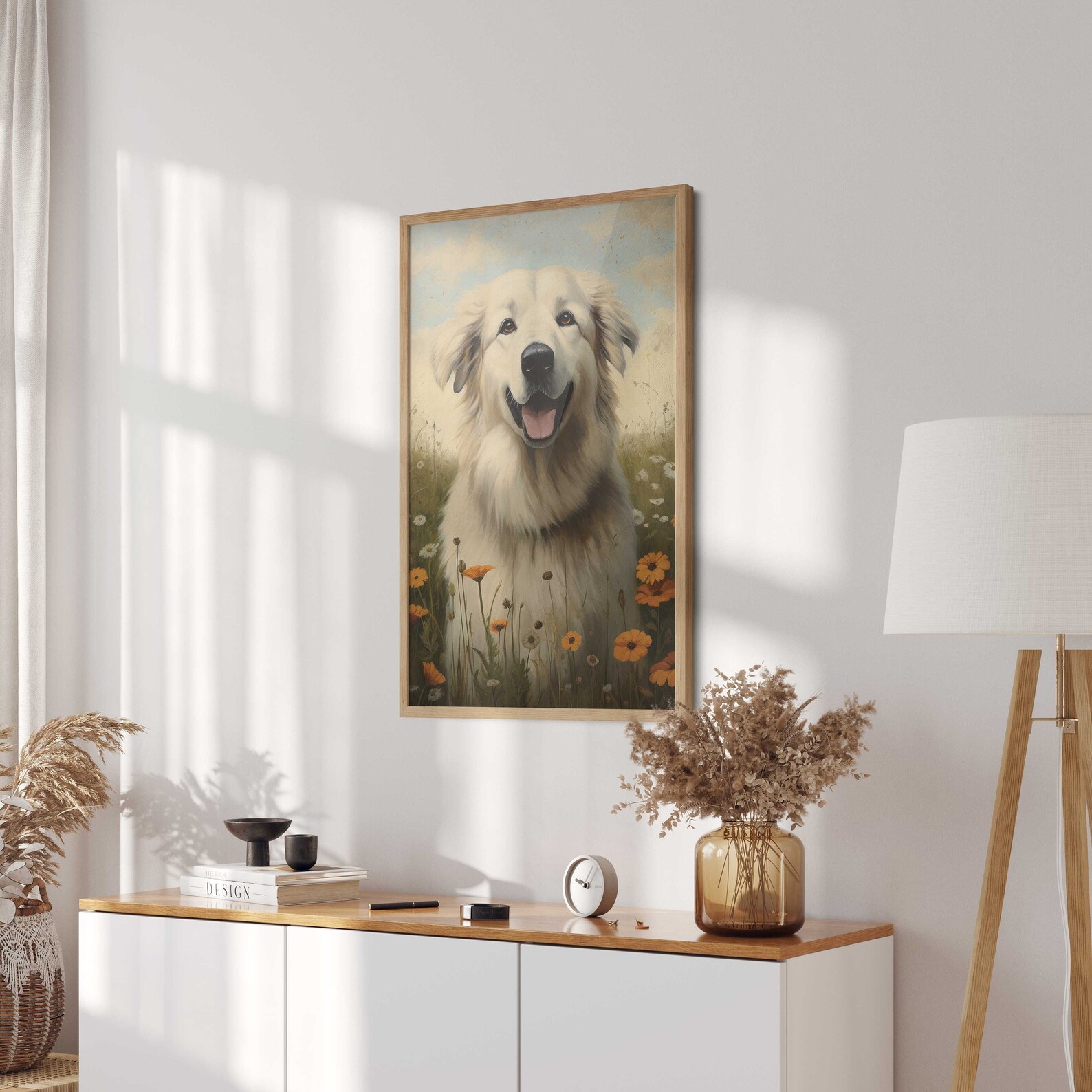 Great Pyrenees Art Print, Great Pyrenees Painting, Vintage Dog Decor ...