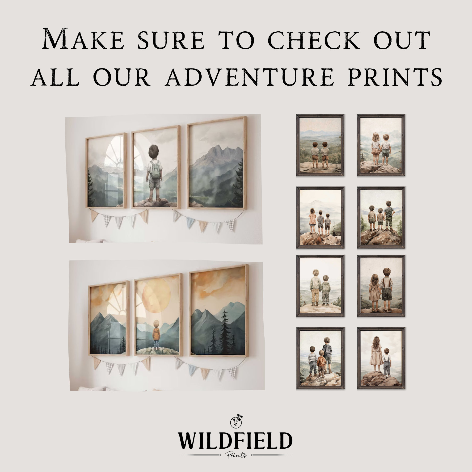 Sibling Print, Adventure Toddler Decor, Set of 3, Brother Sister Wall ...