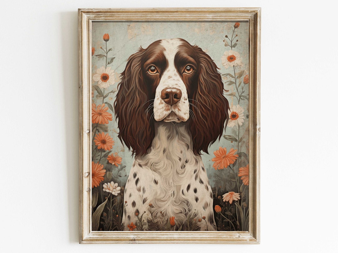 Springer Spaniel Print, Vintage Dog Portrait, Unique Dog Decor ...