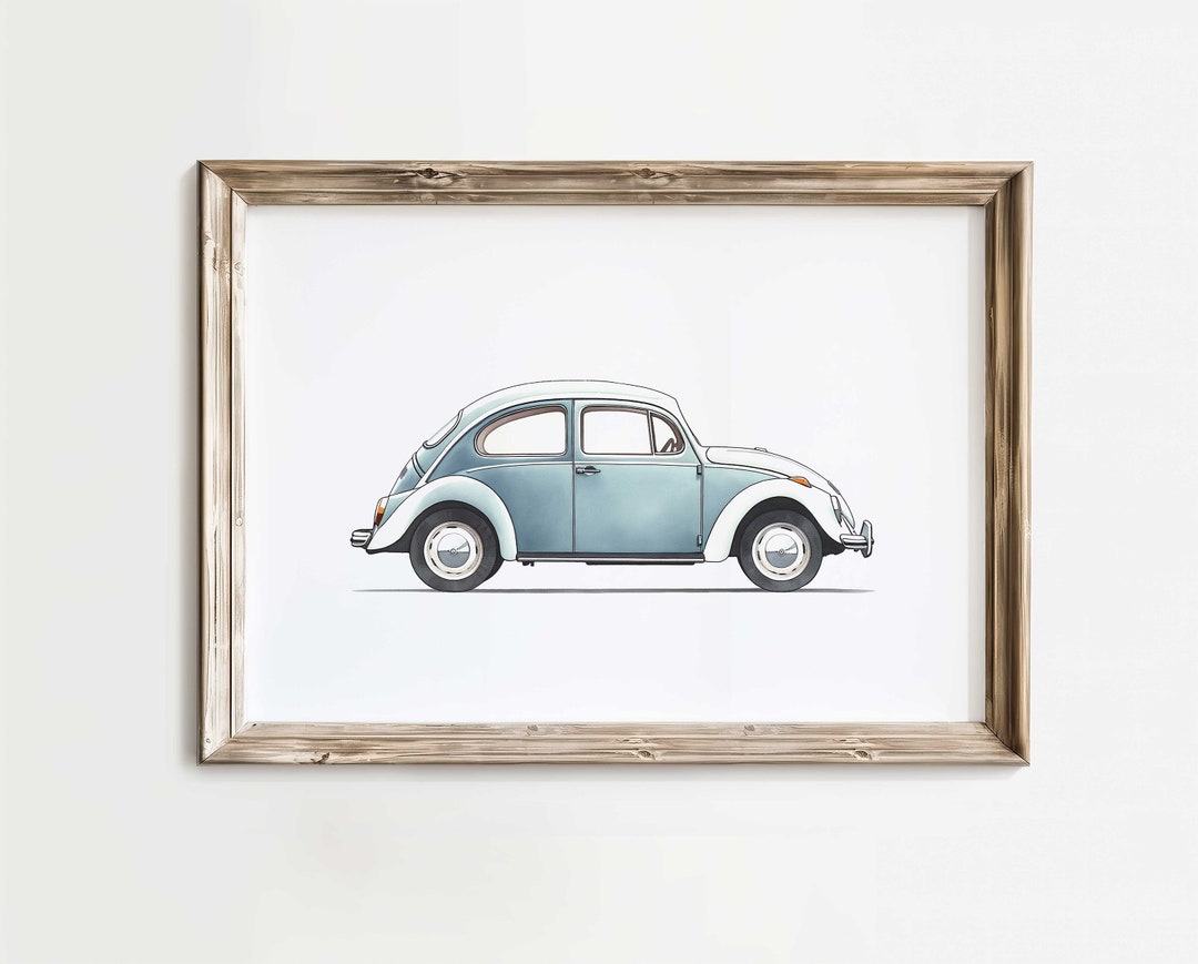 VW Volkswagen Beetle Art Print, Boys Room Decor, Teal Boy Room Decor ...