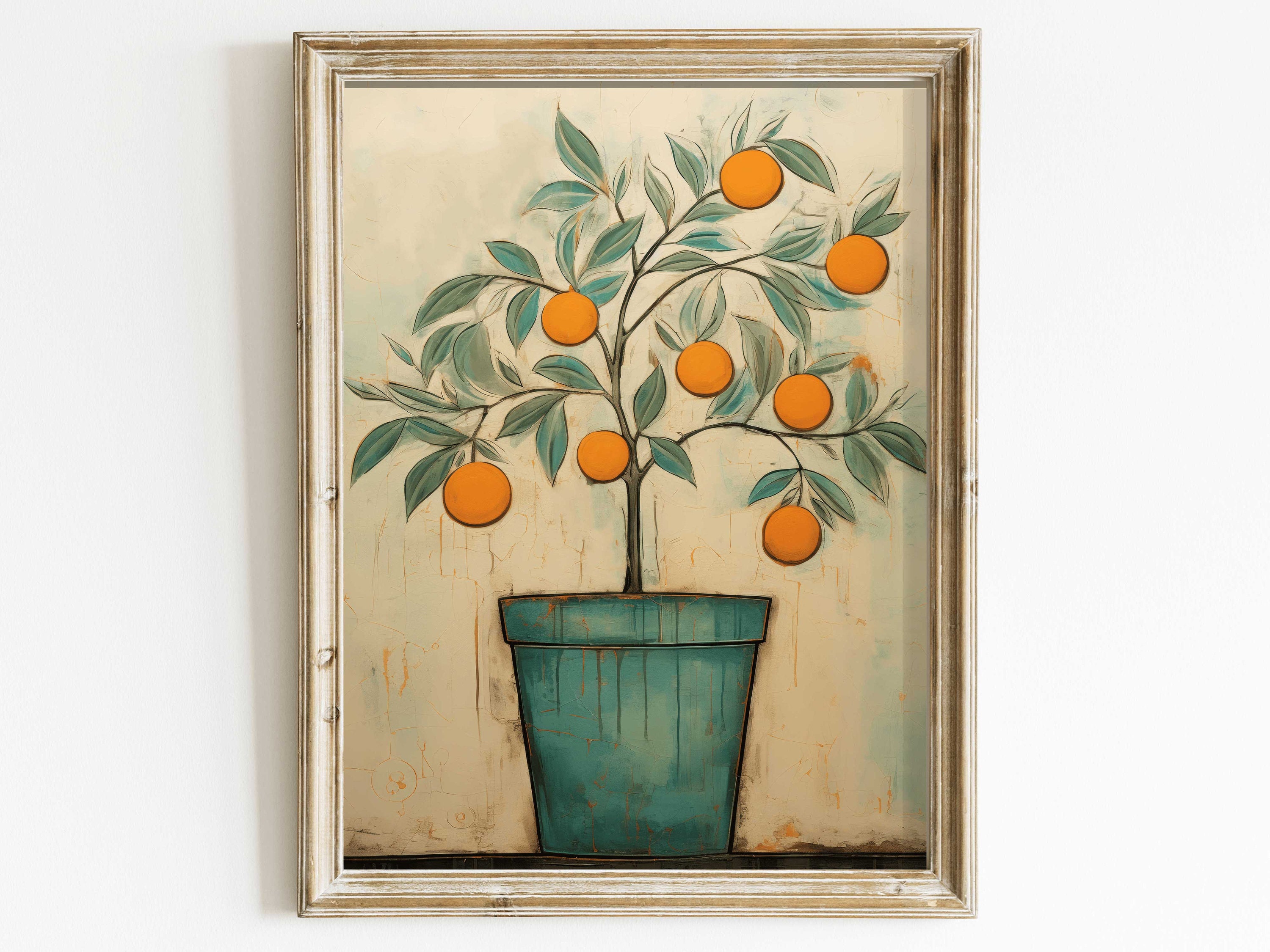 Vintage Botanical Wall Art, Orange Tree Print, Fruit Tree Art ...