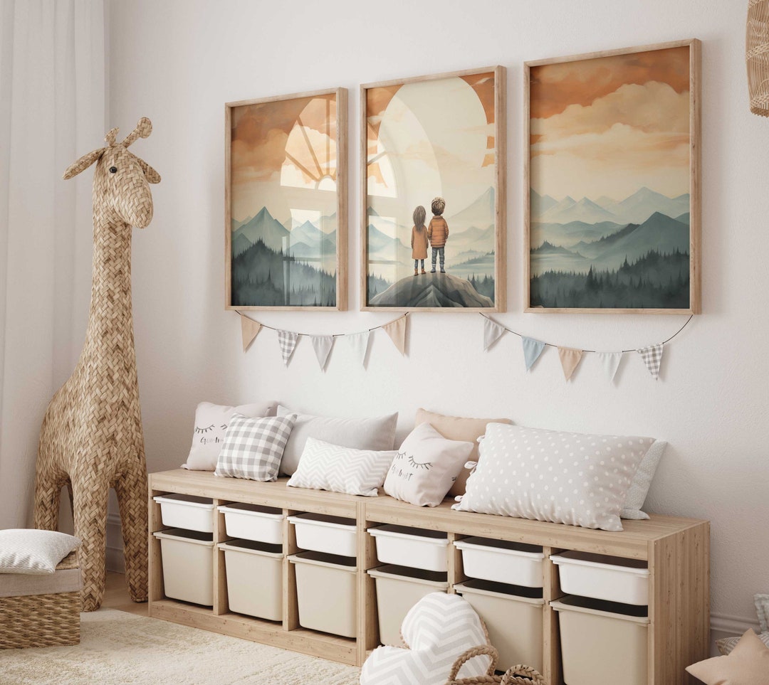 Brother & Sister Adventure Triptych Print Set - Vintage Sibling Wall ...