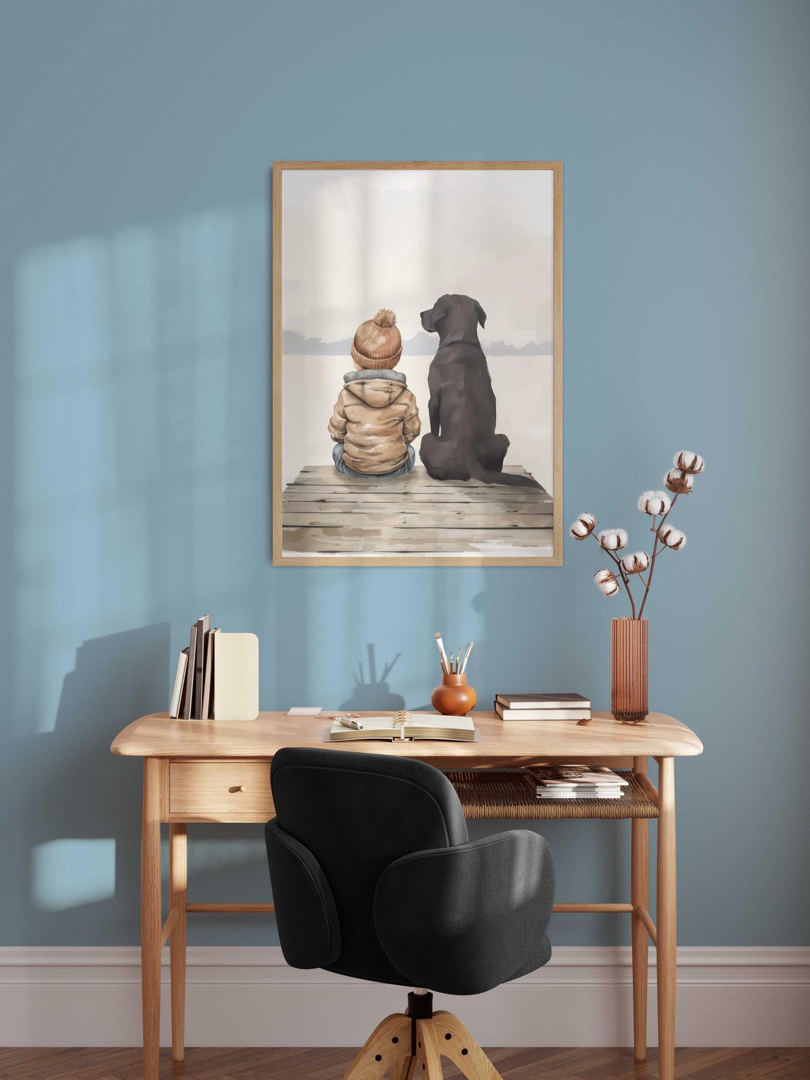 Labrador Nursery Decor, Boy & Labrador Art, Black Labrador Print ...