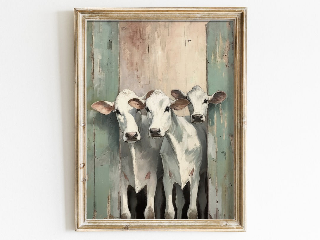 Cows Print, DIGITAL Cow Calf Wall Art, Cattle Decor, Rustic Farmhouse ...