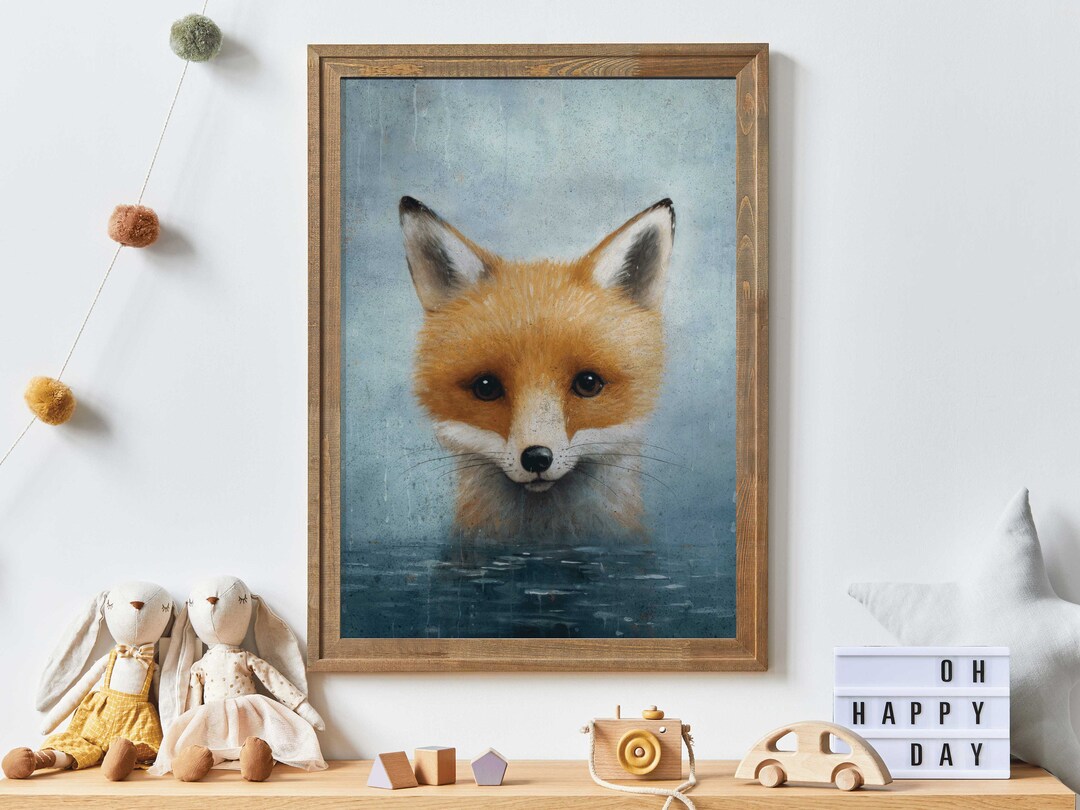 Fox Nursery Decor, Animals Bathing, Red Fox Kids Room Wall Art ...
