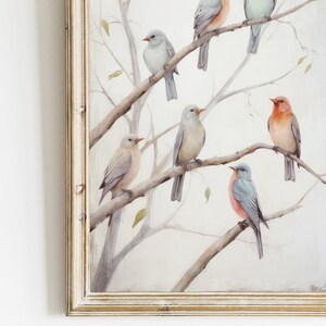 Vintage Bird Print, Birds in a Tree Painting, Tree Branches, Rustic ...