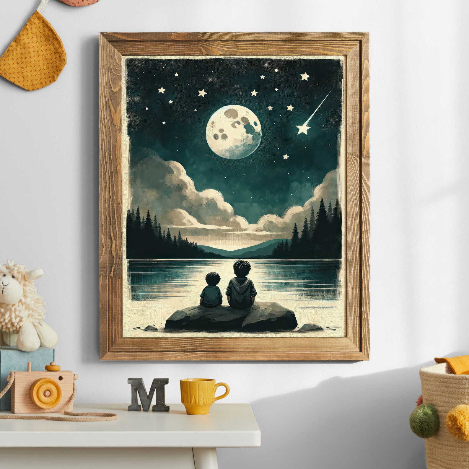 Brothers Room Print, Brothers Painting, Stargazing Print, Moody Night ...